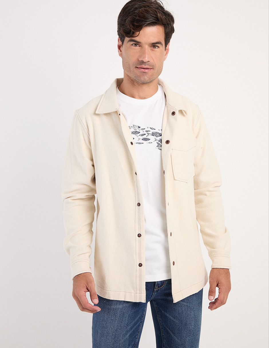 Sobrecamisa casual Weekend Premium de algodón manga larga para hombre